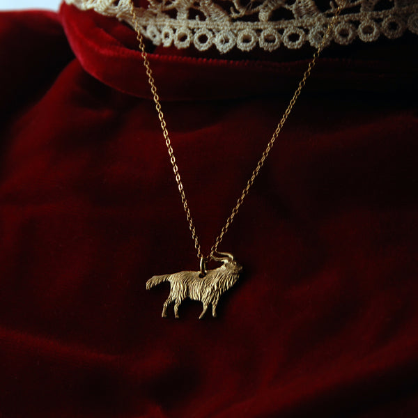 Black Phillip Goat Charm Necklace – Gold Chain | Red Heart 13